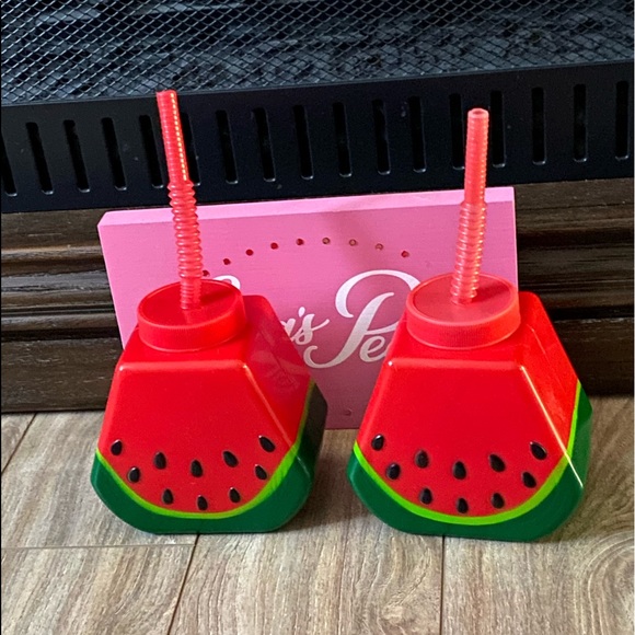 Amscan | Dining | Watermelon Slice Cups With Flexible Straws Duo | Poshmark